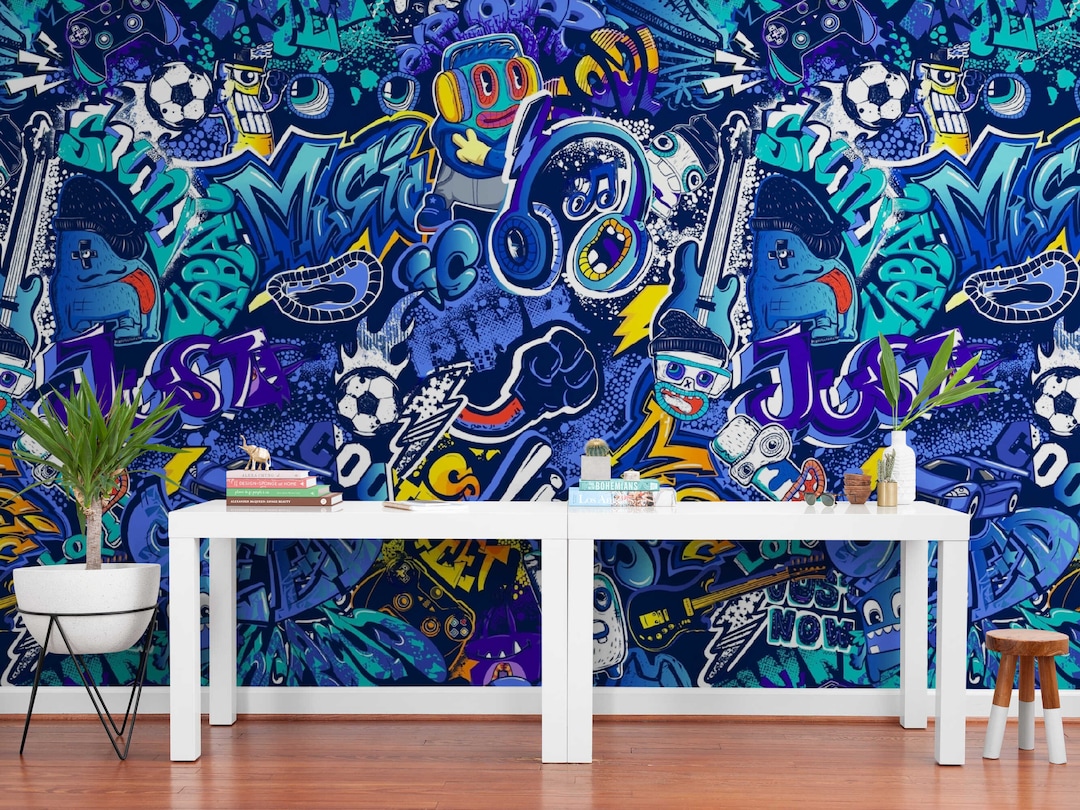 Peel and Stick Graffiti Wall Mural Adhesive Graffiti Wallpaper Wall ...