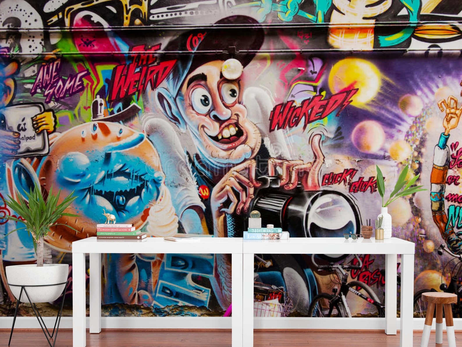 Graffiti Wall Paper Photo Wallpaper Graffiti Wall Mural Peel - Etsy