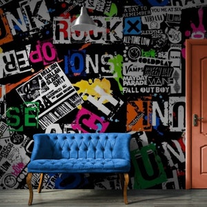 Punk Rock Art Wall Mural for Teenager Bedroom Ideas, Peel and Stick ...