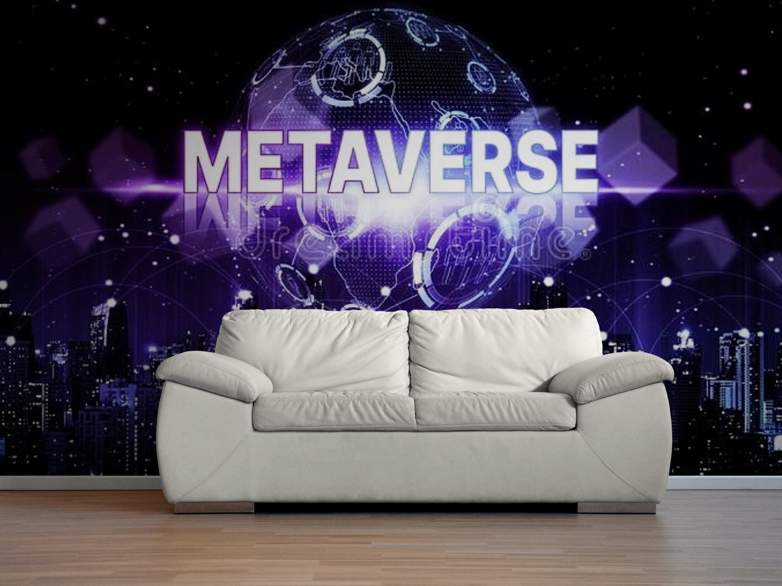 Metaverse Neon Wall Mural Stylish 3D Wallpaper Neon 3D | Etsy