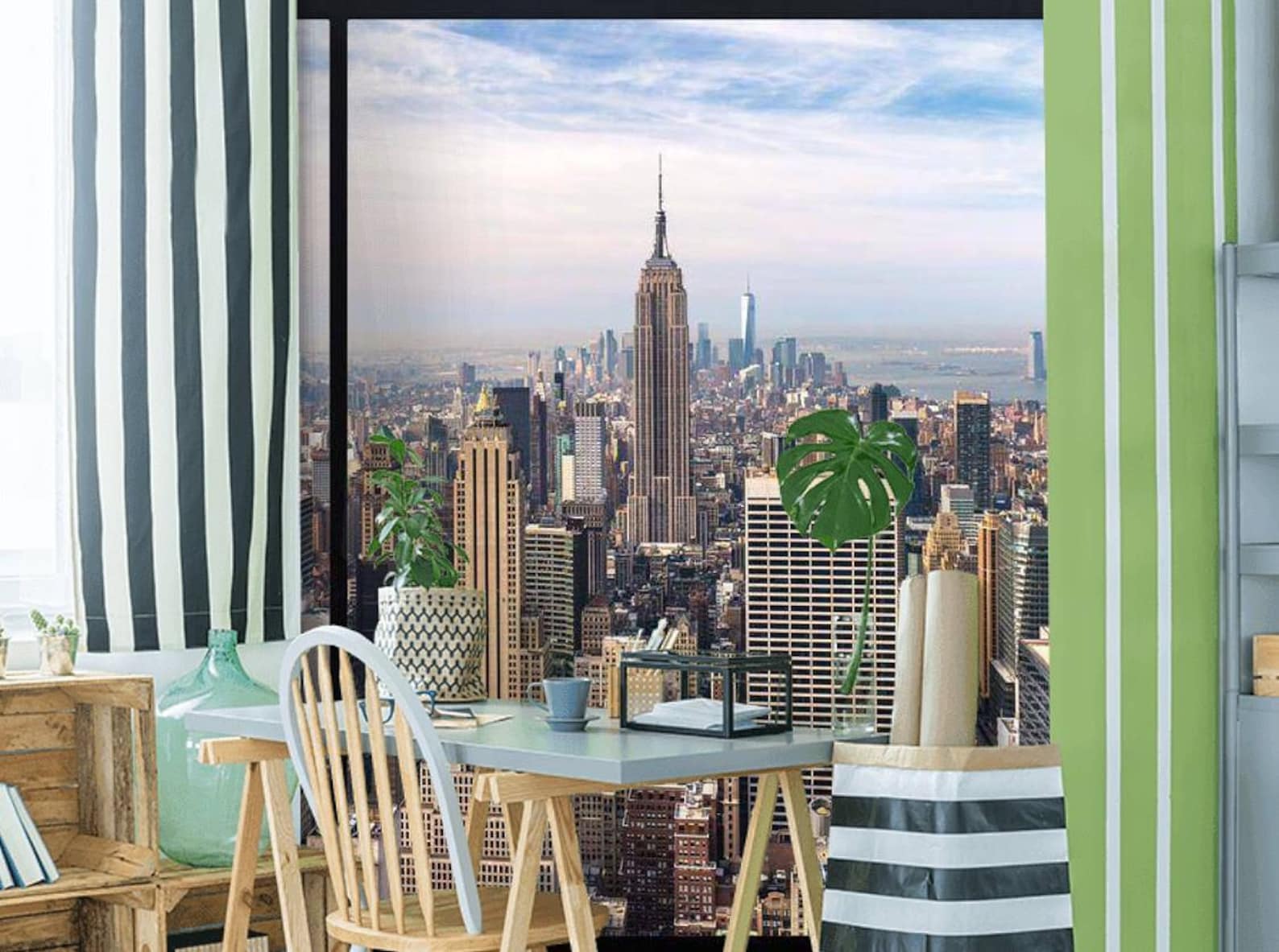 New York City Skyline Window View Wallpaper Mural Expanding | Etsy