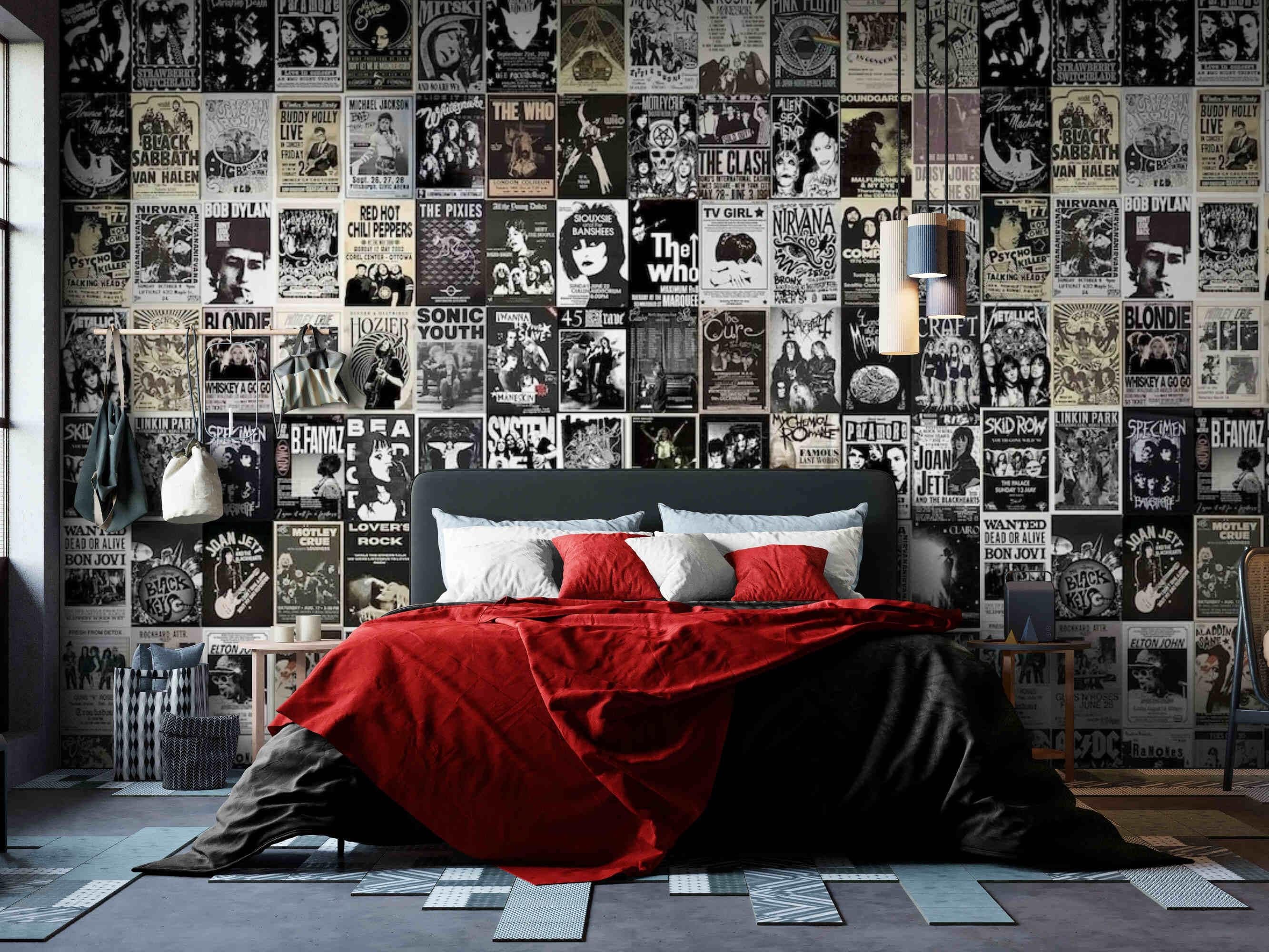 Rock Band Poster Wallpaper, Peel and Stick Music Wall Mural for Bedroom ...