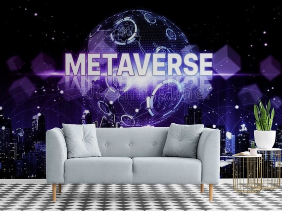 Metaverse Neon Wall Mural Stylish 3D Wallpaper Neon 3D | Etsy