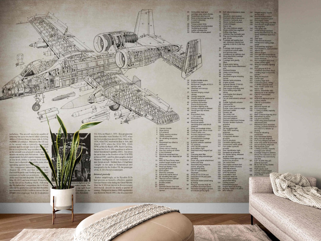 Airplaine Wall Murals Detailing Aircraft Wallpaper Mural 3D Mural ...