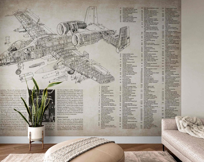 Vintage Airplane Wall Mural / Retro Style / Aircraft Wallpaper/ Cockpit ...