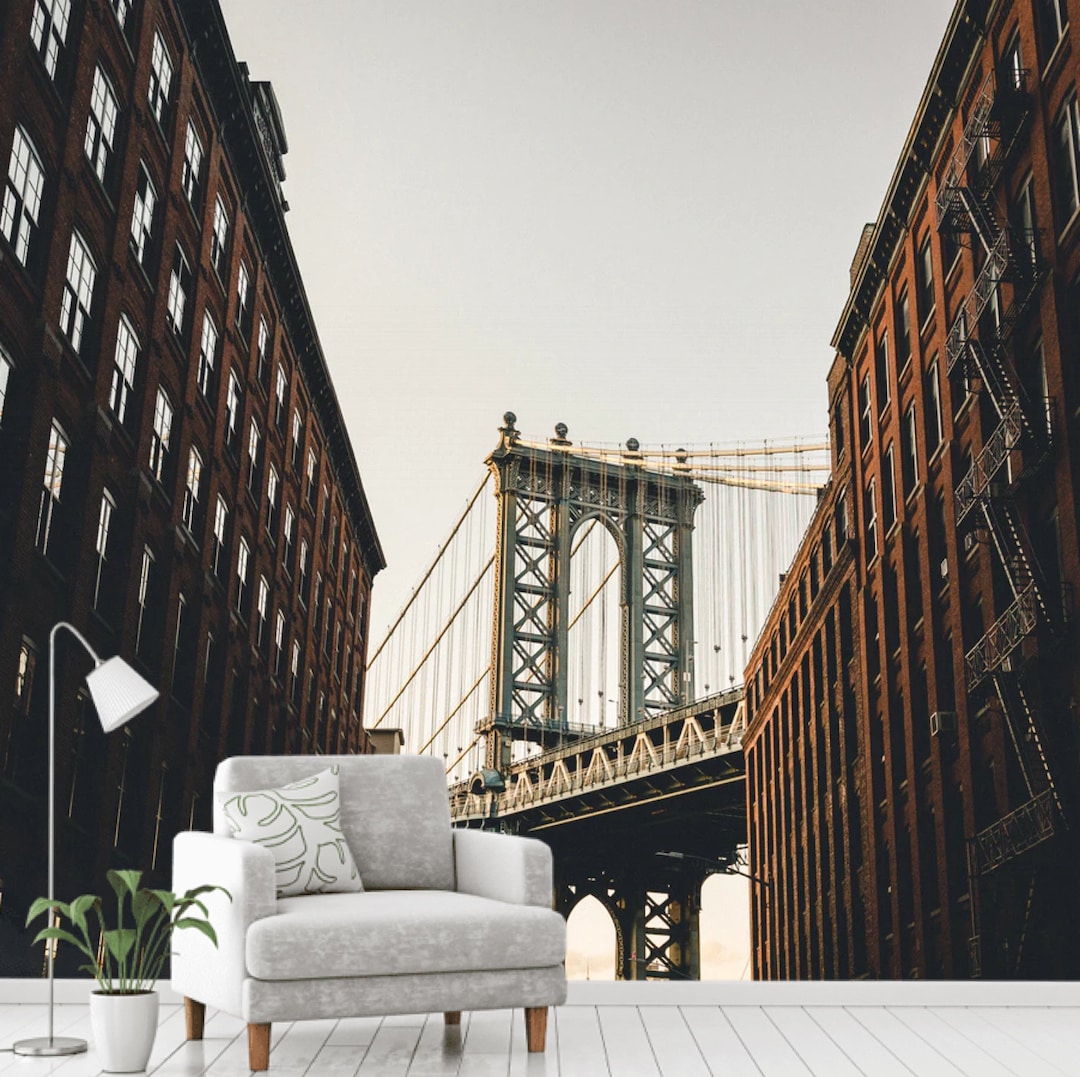 Manhattan Bridge Wallpaper Mural New York City Wall Mural - Etsy