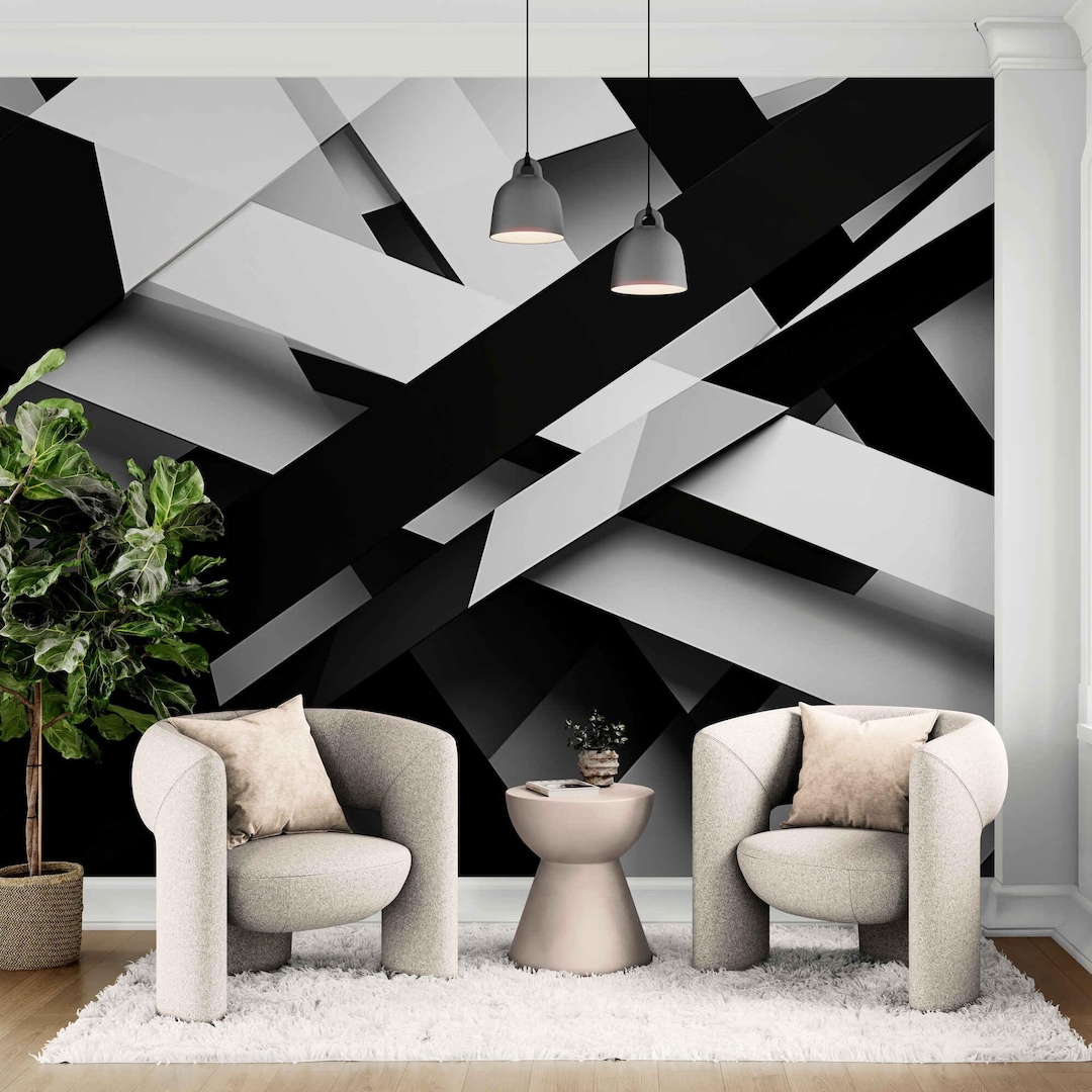 3D Abstract Mural Wallpaper: Modern Peel and Stick Wall Art - Etsy