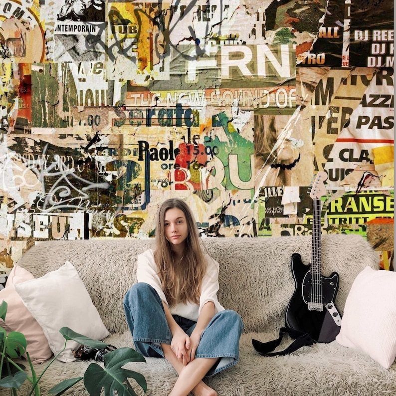 Custom Wallpaper Graffiti Wall Mural Decor Graffiti Wall Paper | Etsy