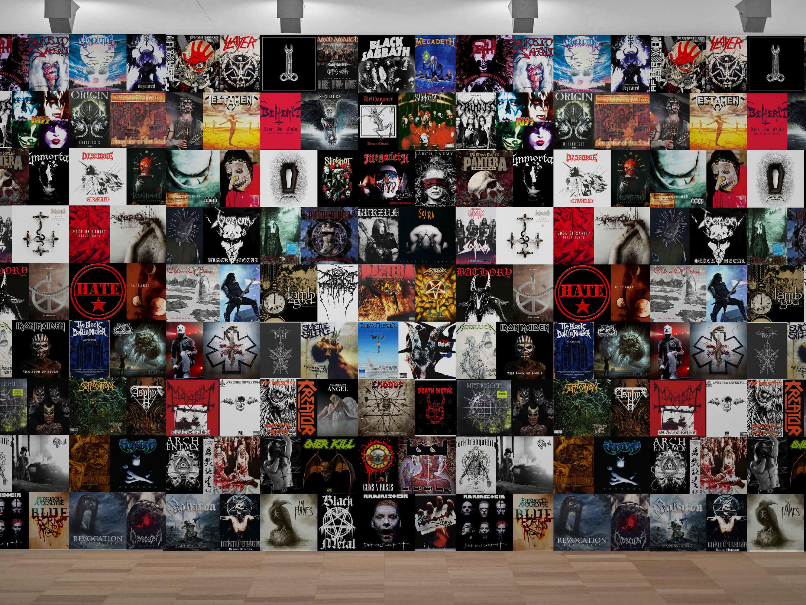 Black Metal Bands Wallpaper, Vintage Music Room Collage, Peel and Stick ...