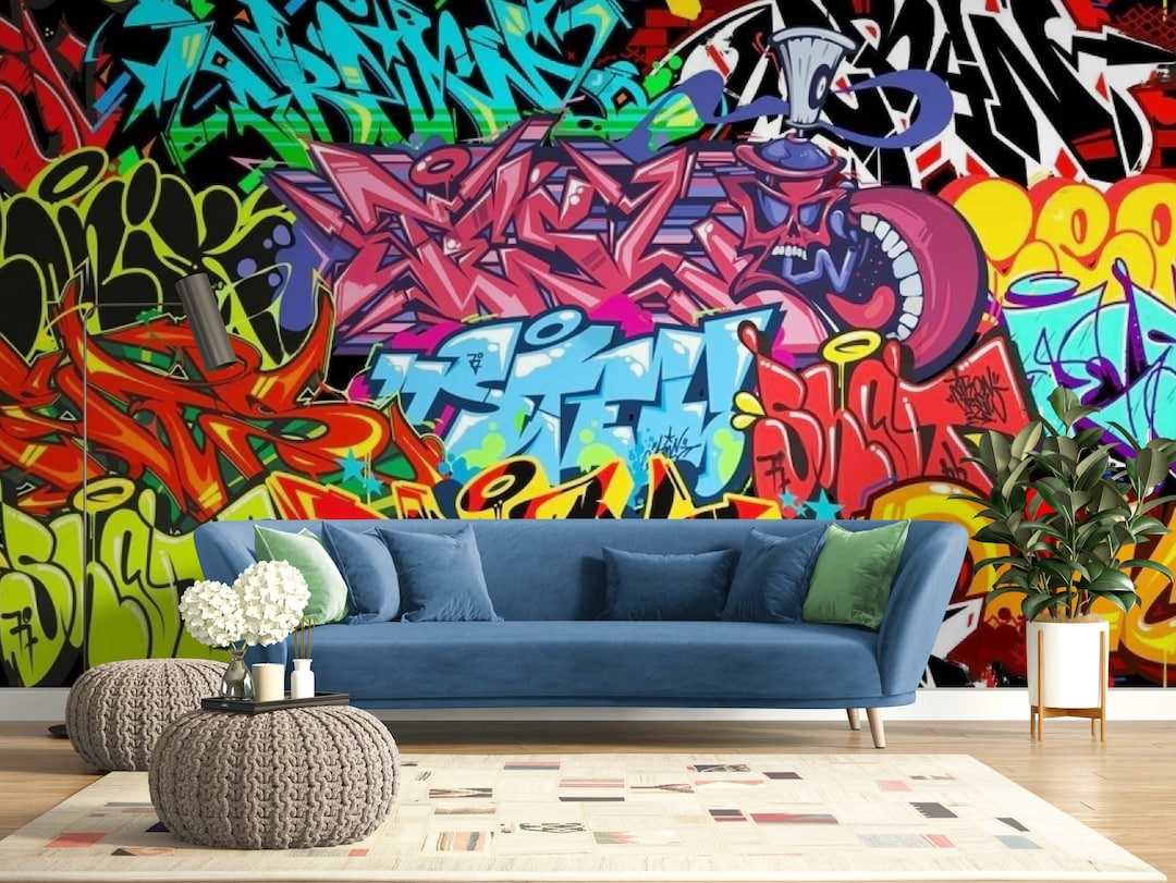 Graffiti Wallpaper Peel and Stick Graffiti Wall Mural Graffiti Wall Art ...