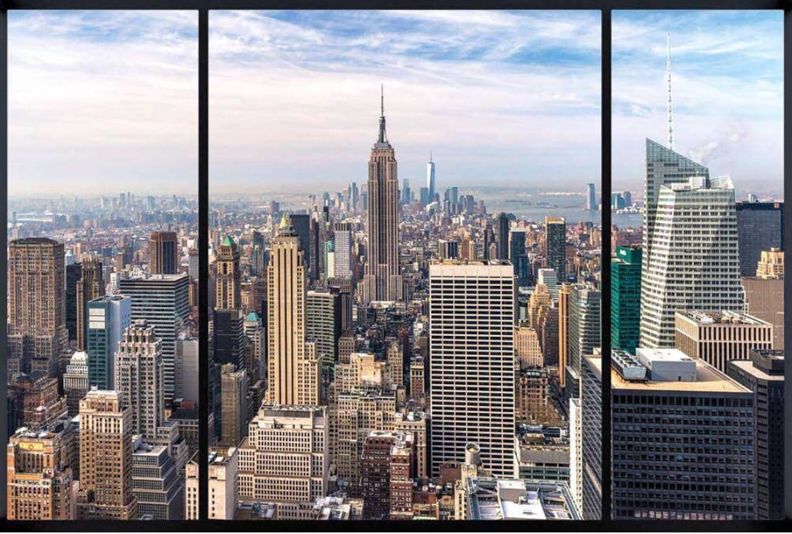 New York City Skyline Window View Wallpaper Mural Expanding | Etsy