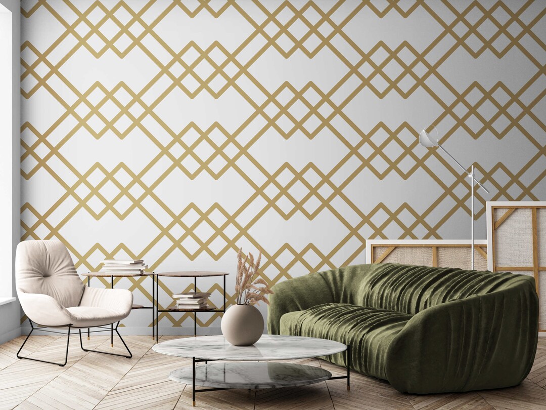 Custom Gold Wallpaper Geometric Pattern Wall Mural Wall Decals ...