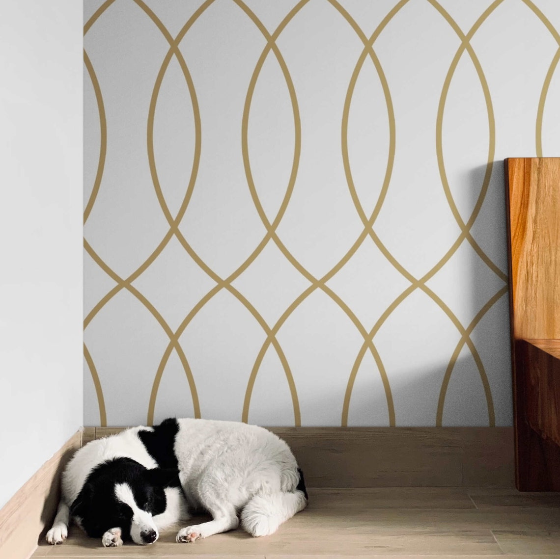 Minimalistic Wallpaper Gold Line Pattern Wall Mural Bedroom | Etsy