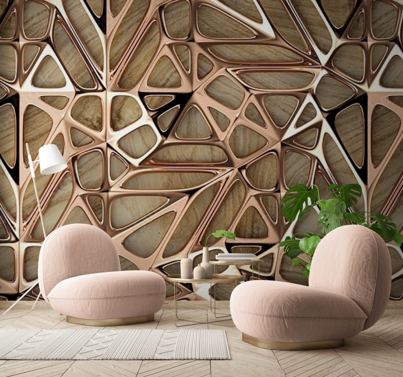 Custom 3D Wallpaper Gold Wall Mural 3D Vinyl Wall Paper Wall | Etsy