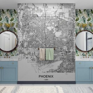 Phoenix City Map Wall Decor Art Wall Mural Maps Wall Art Peel an Stick ...