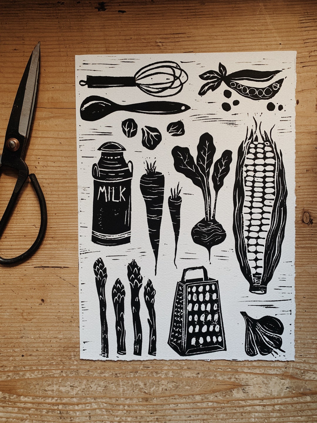 Kitchen Garden Lino Print - Etsy