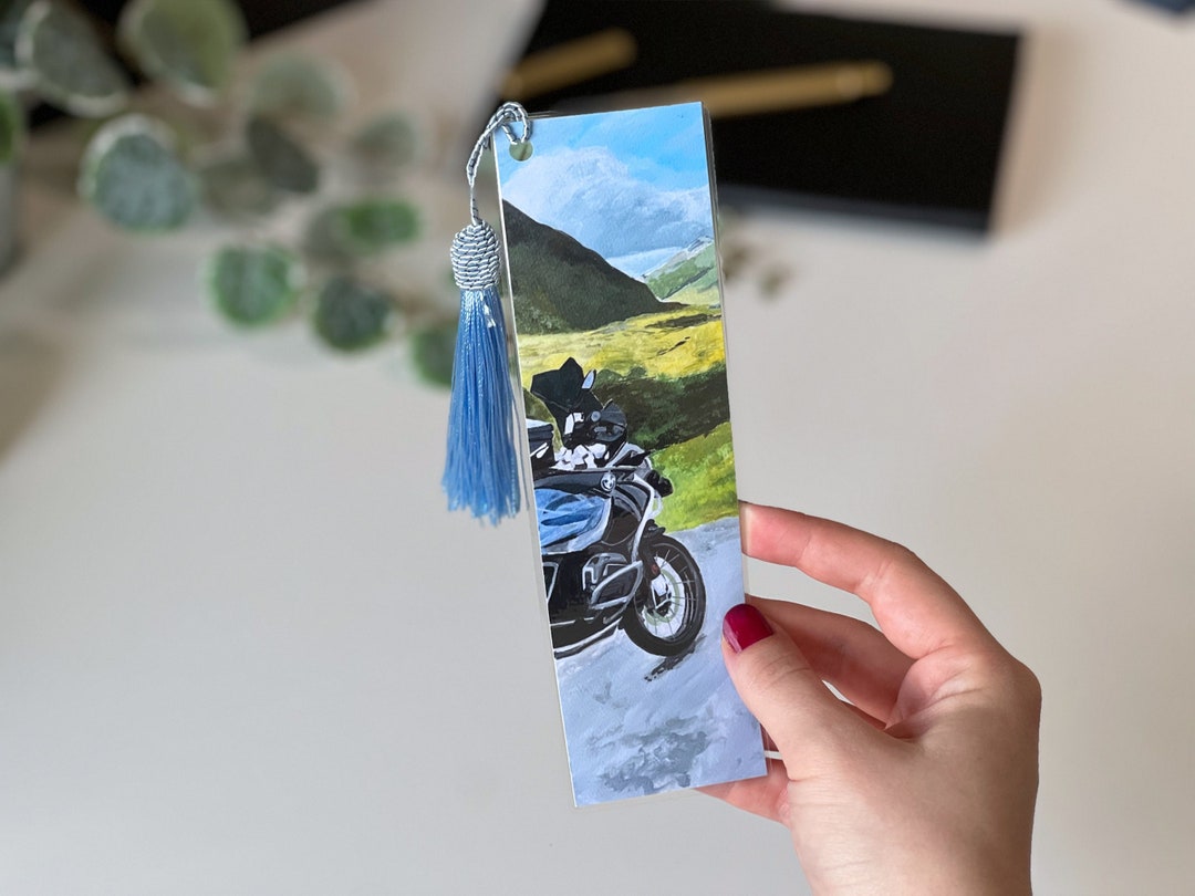 Motorbike Bookmark, Painted Design Book Accessory, Mountain Art ...