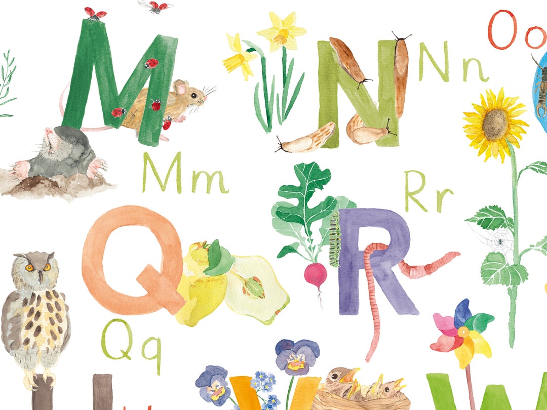 ABC Poster, DIN A3 & A1, My Garden ABC, Uppercase and Lowercase Letters ...