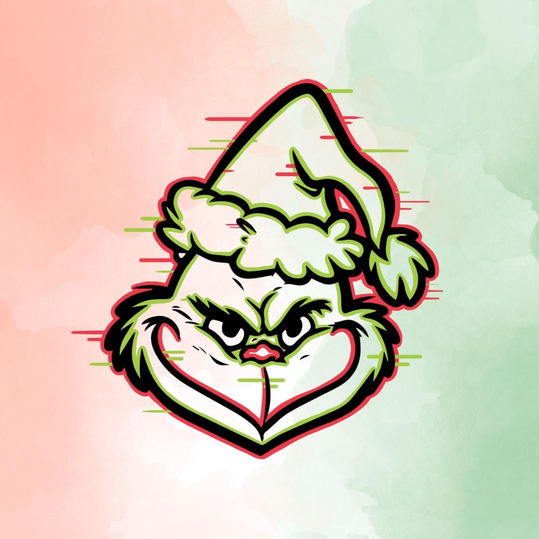 Glitchy Red and Green Grinch PNG - Etsy