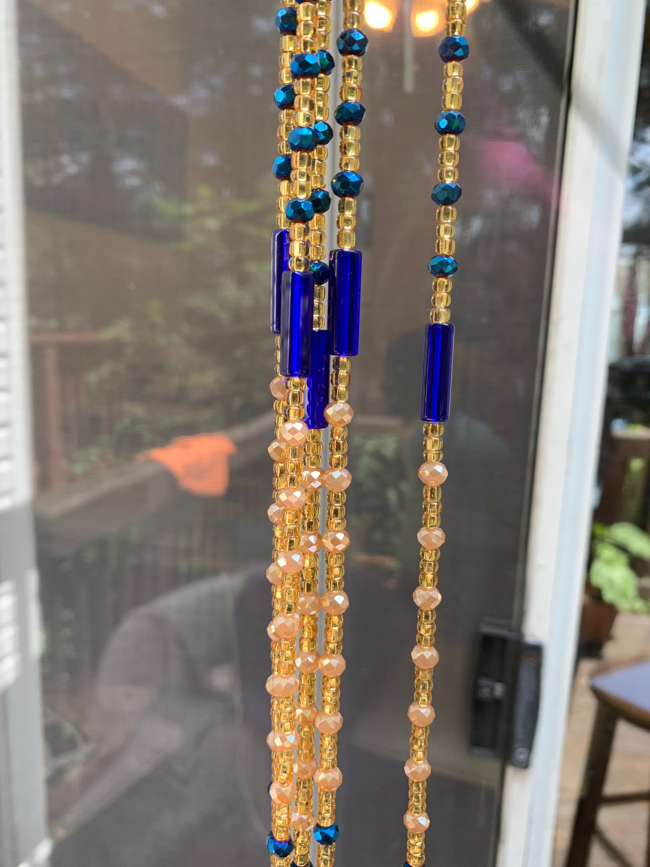 Blue and Gold Waist Beads African Waist Beads Crystal Waist - Etsy