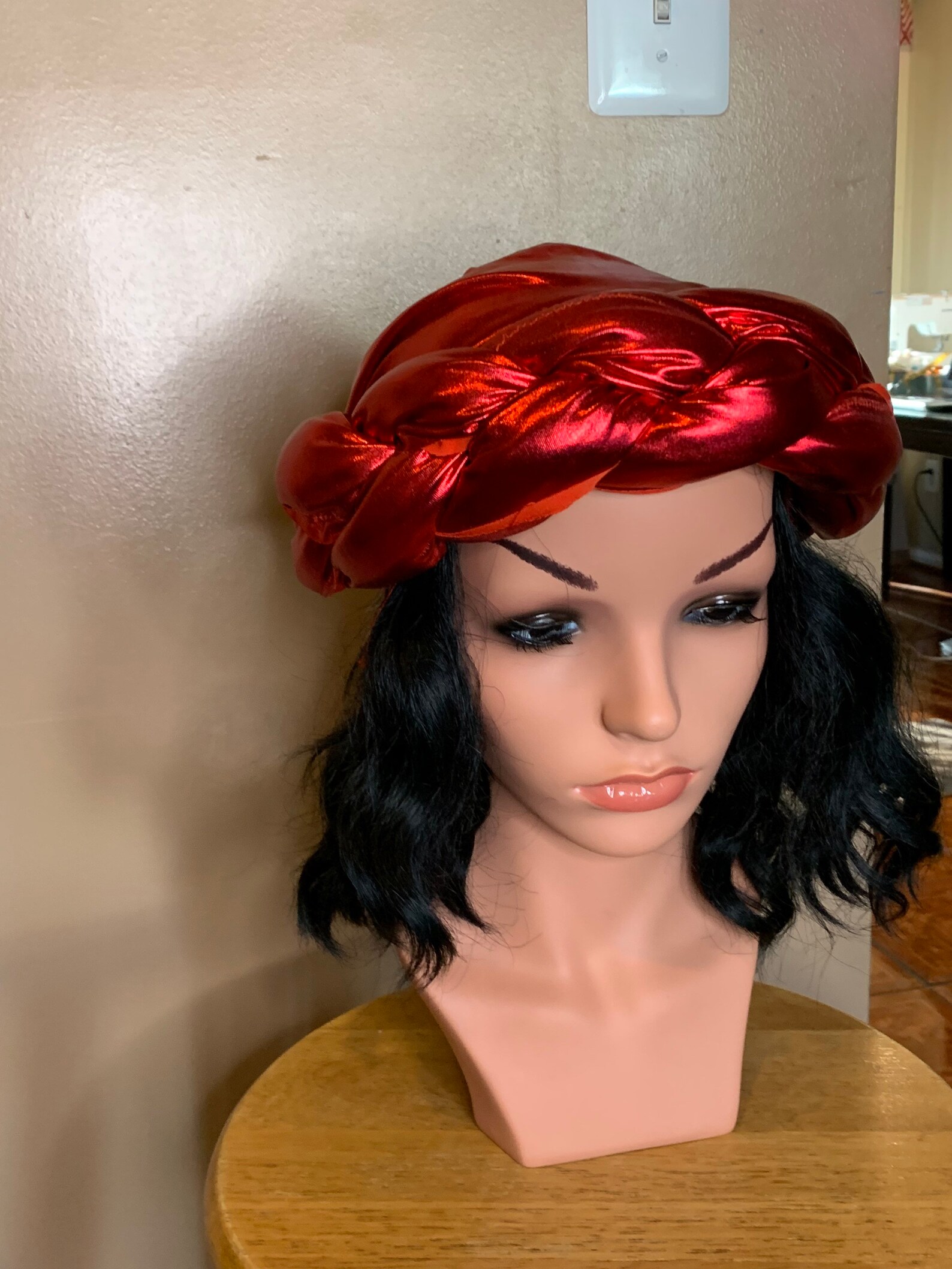 Red Braided Turban, Braided Turban, Three Stranded Turban, Hair Cover ...