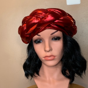Red Braided Turban, Braided Turban, Three Stranded Turban, Hair Cover ...