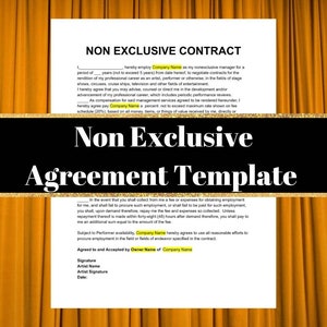 Non Exclusive Agreement Template for Performers - Etsy