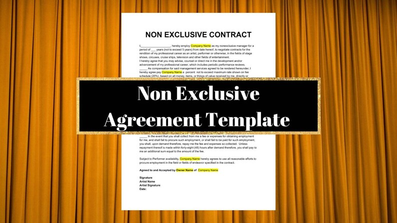 Non Exclusive Agreement Template for Performers - Etsy