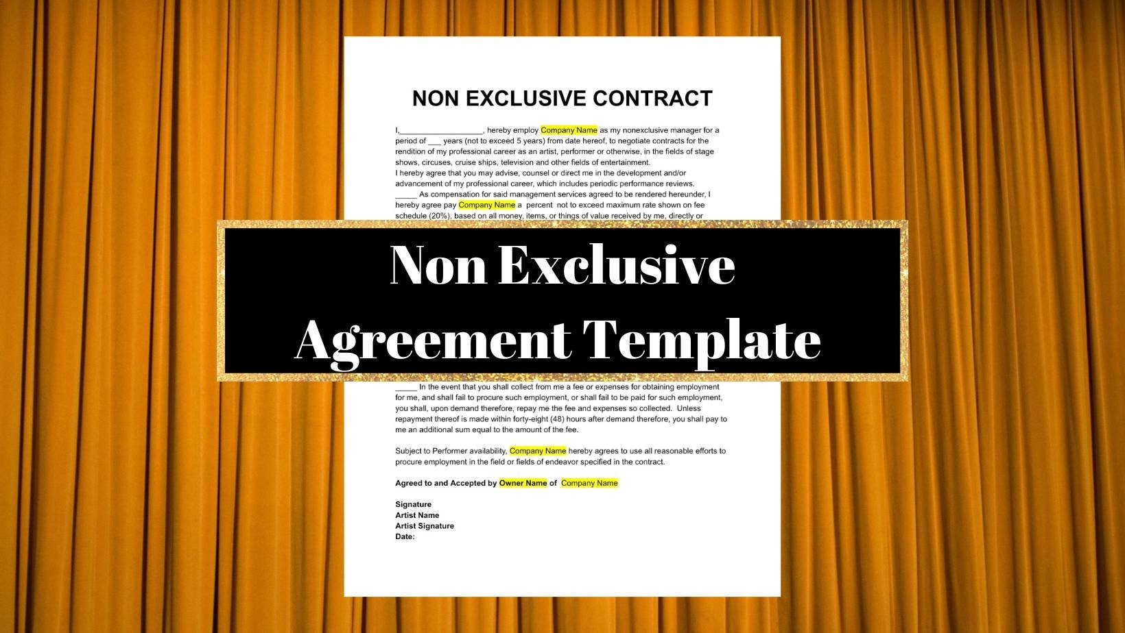 Non Exclusive Agreement Template for Performers - Etsy
