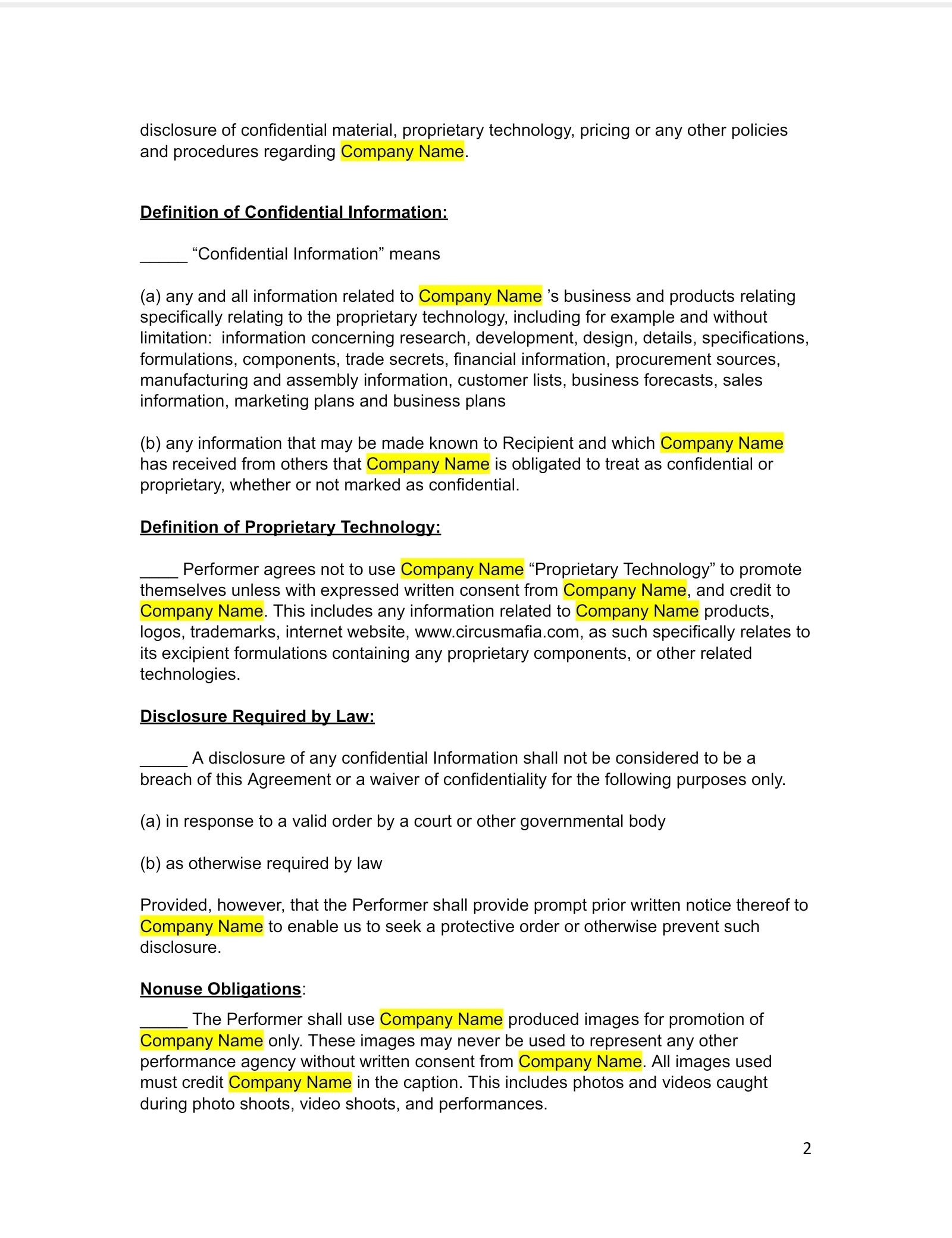 Contract Template Bundle for Performers - Etsy