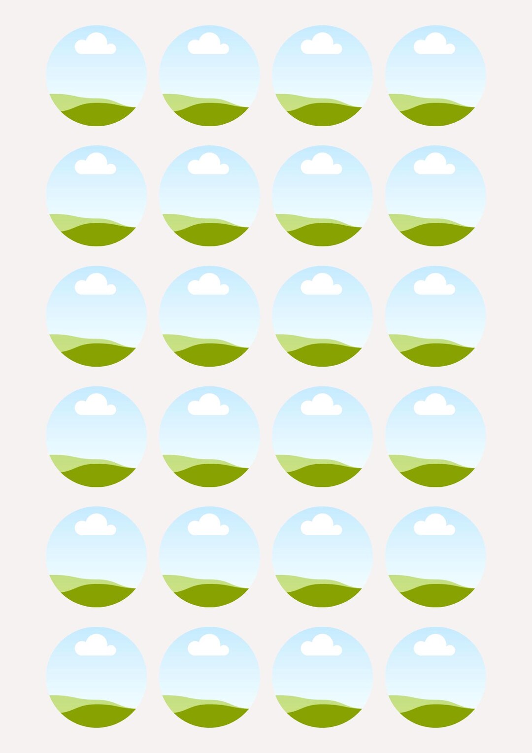 Canva A4 Size Mockup for 24 Different Stickers - 4 Cm Circle - Etsy