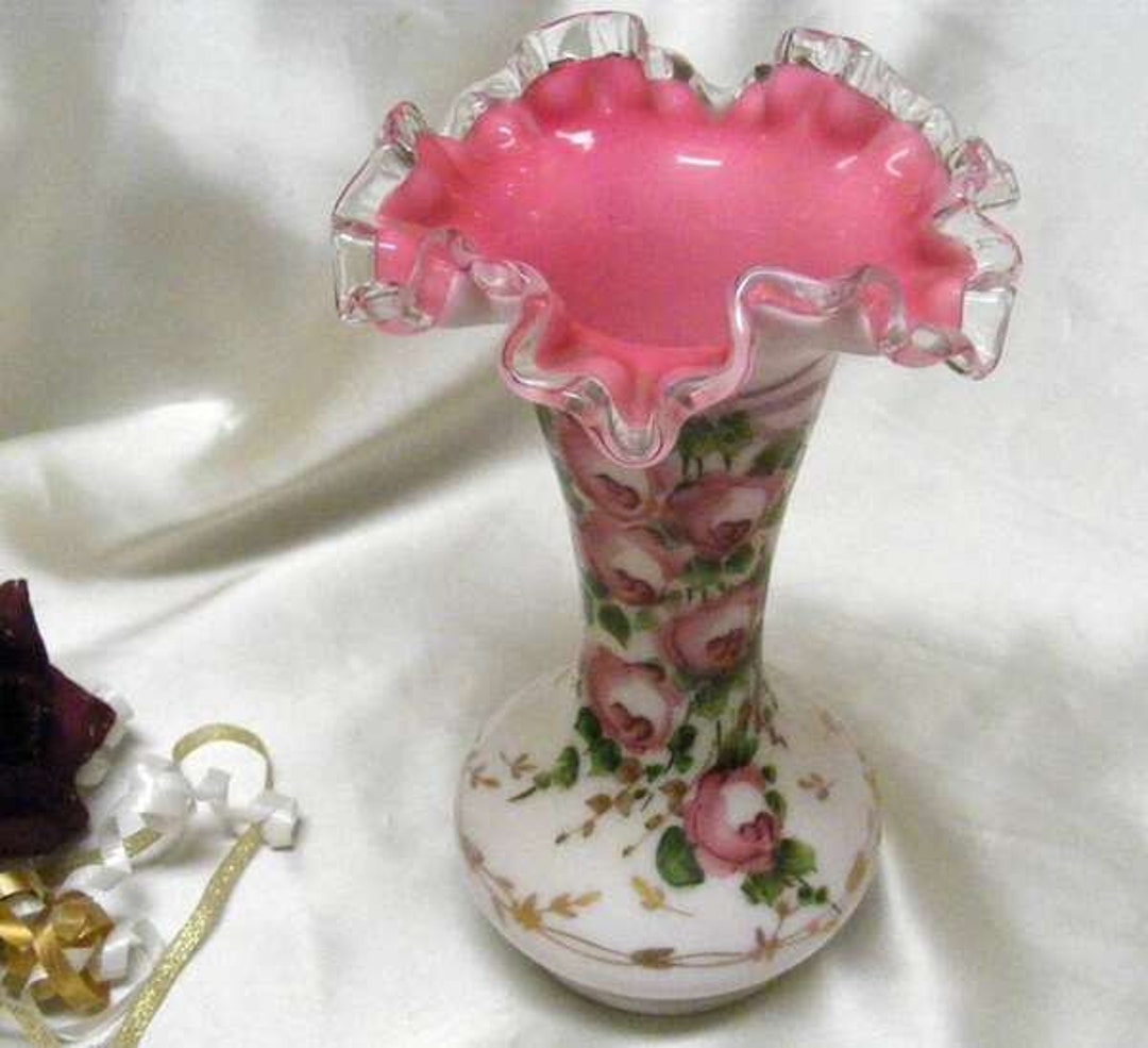 3685 Fenton Charleton Roses Peach Crest Vase - Etsy