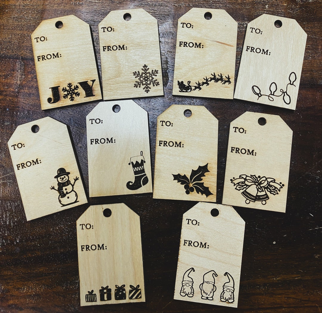 Wood Christmas Gift Tags 1 X 2 Laser Engraved - Etsy