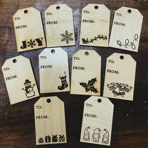 Wood Christmas Gift Tags 1 X 2 Laser Engraved - Etsy