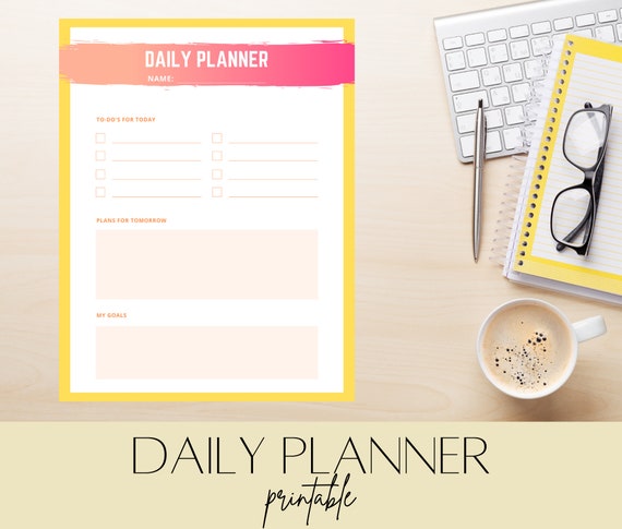 Printable Daily Planner Plan and Track Your Day US Letter - Etsy