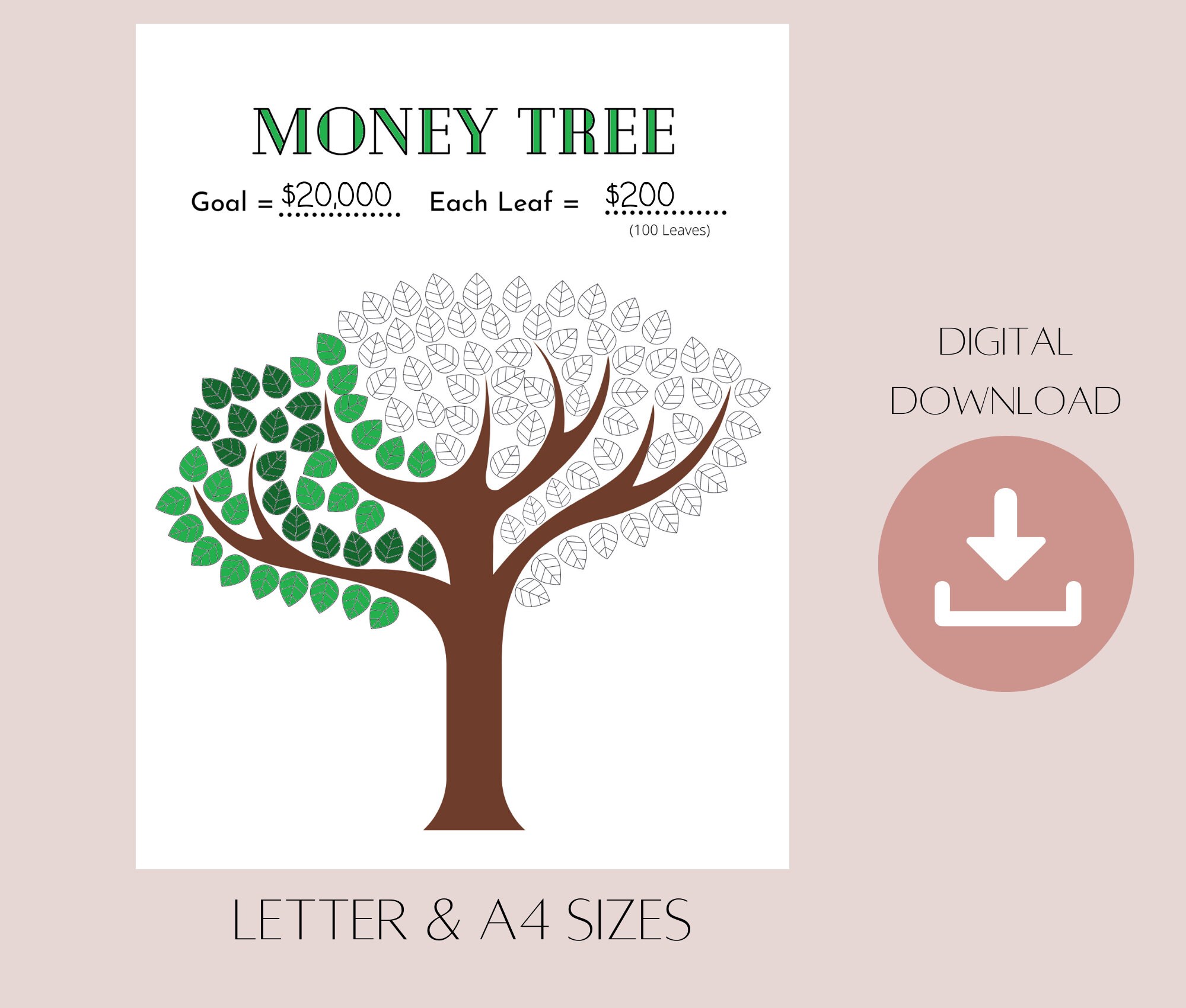 Printable Money Tree Chart | Financial Goal Chart | Debt Free ...