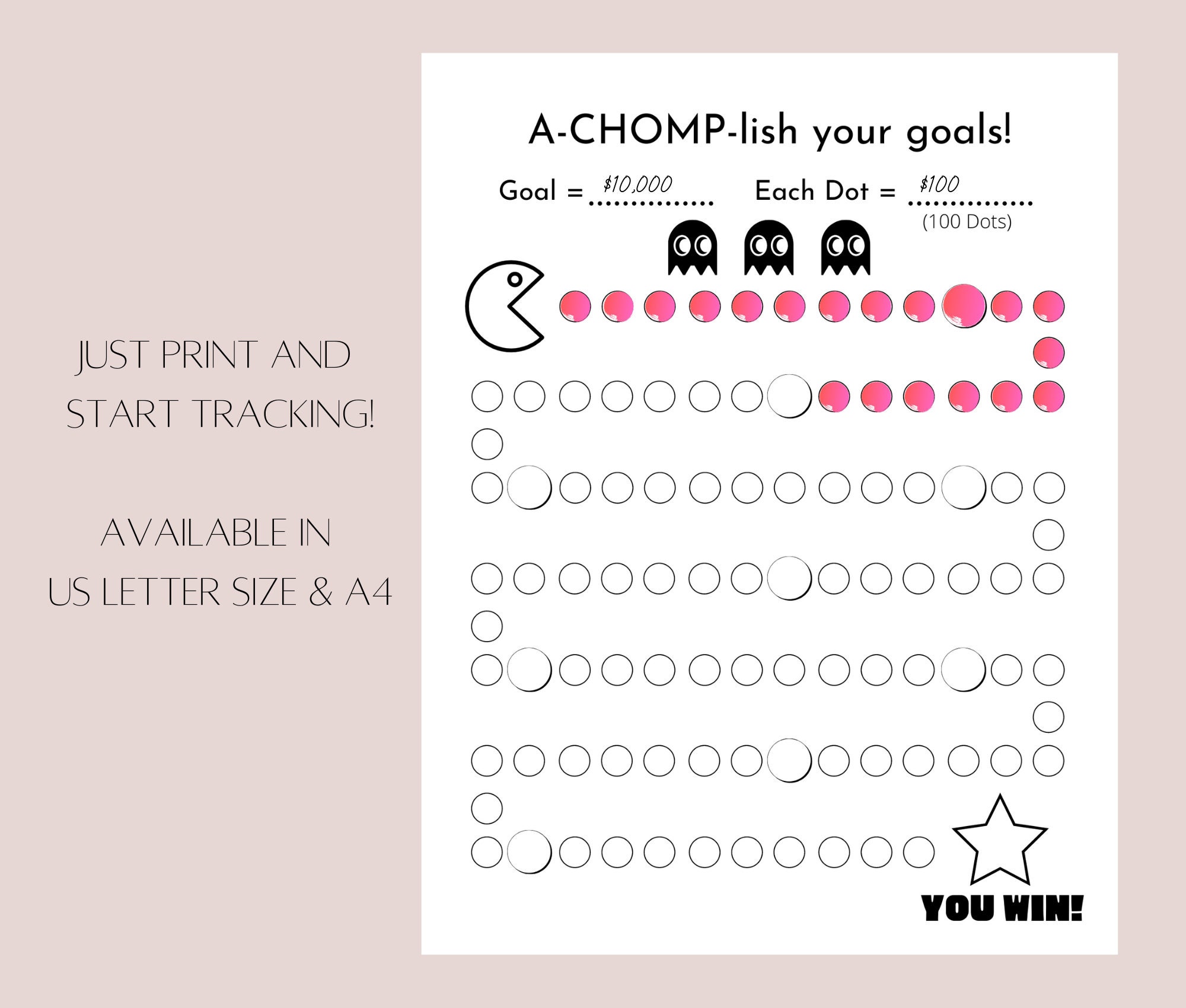 PAC-MAN Debt Free Tracker | Goal Setting Planner | Printable Log for ...