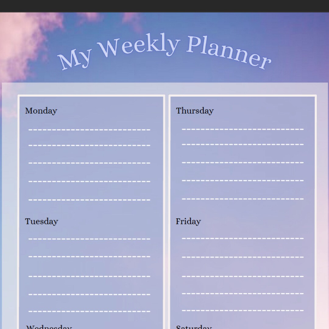 My Weekly Planner Digital Planner Printable PDF - Etsy