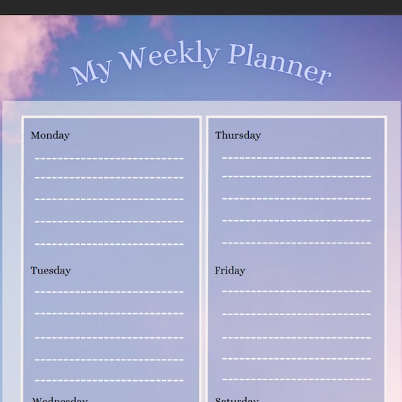My Weekly Planner Digital Planner Printable PDF | Etsy