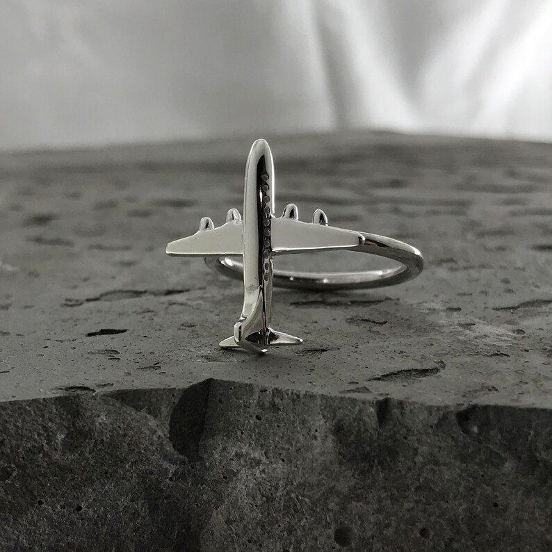 Airplane Ring Silver Airplane Ring Silver Ring Travel Ring | Etsy