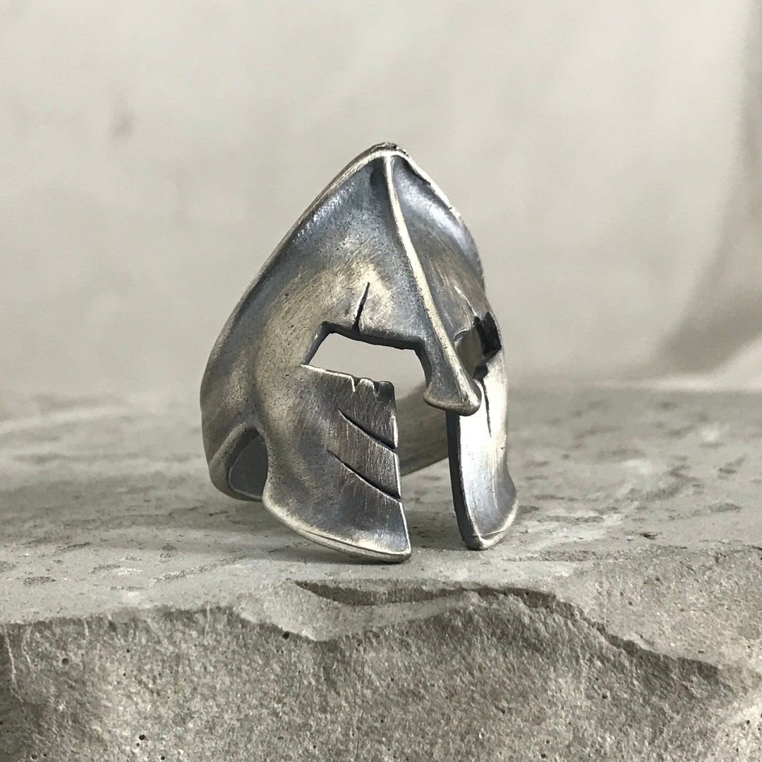 Oxidized Sterling Silver Spartan Helmet Ring: Gladiator Warrior Jewelry ...