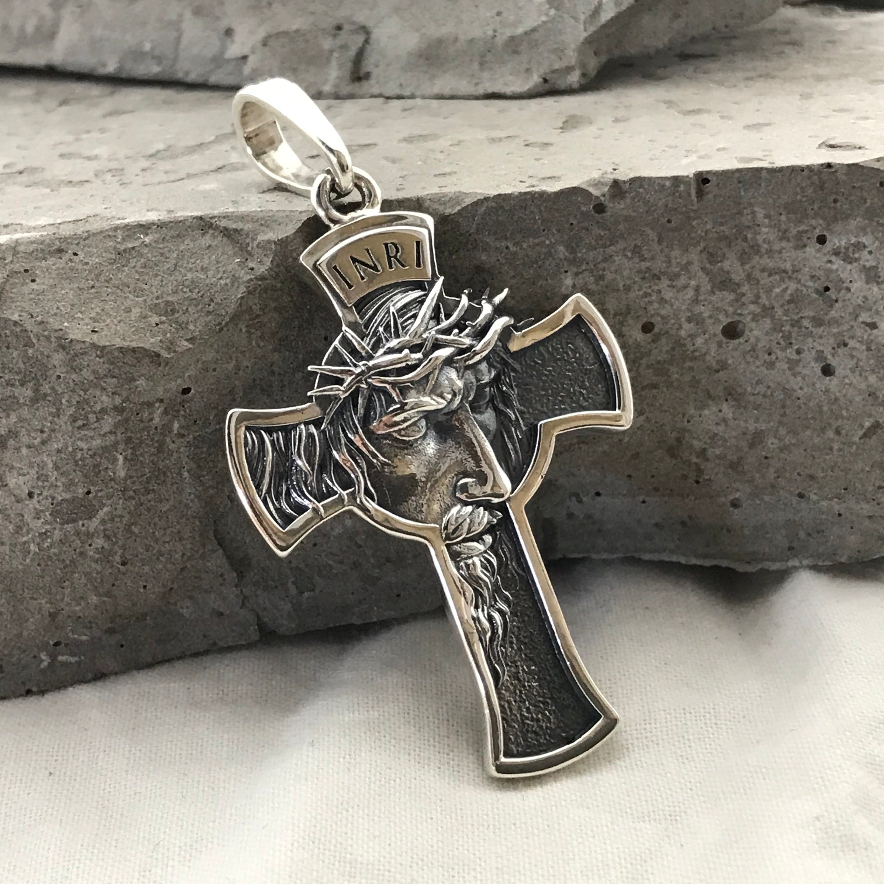 Handmade Oxidized Sterling Silver Jesus Crucifix Pendant - Etsy
