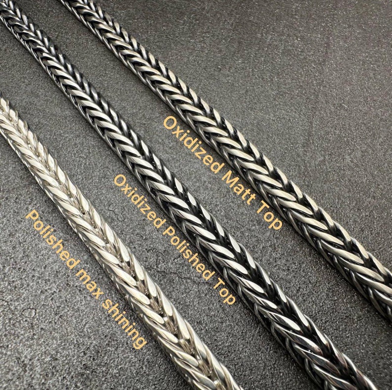 925' Mens Foxtail Silver Necklace, Mens Foxtail Chain, 925' Sterling ...