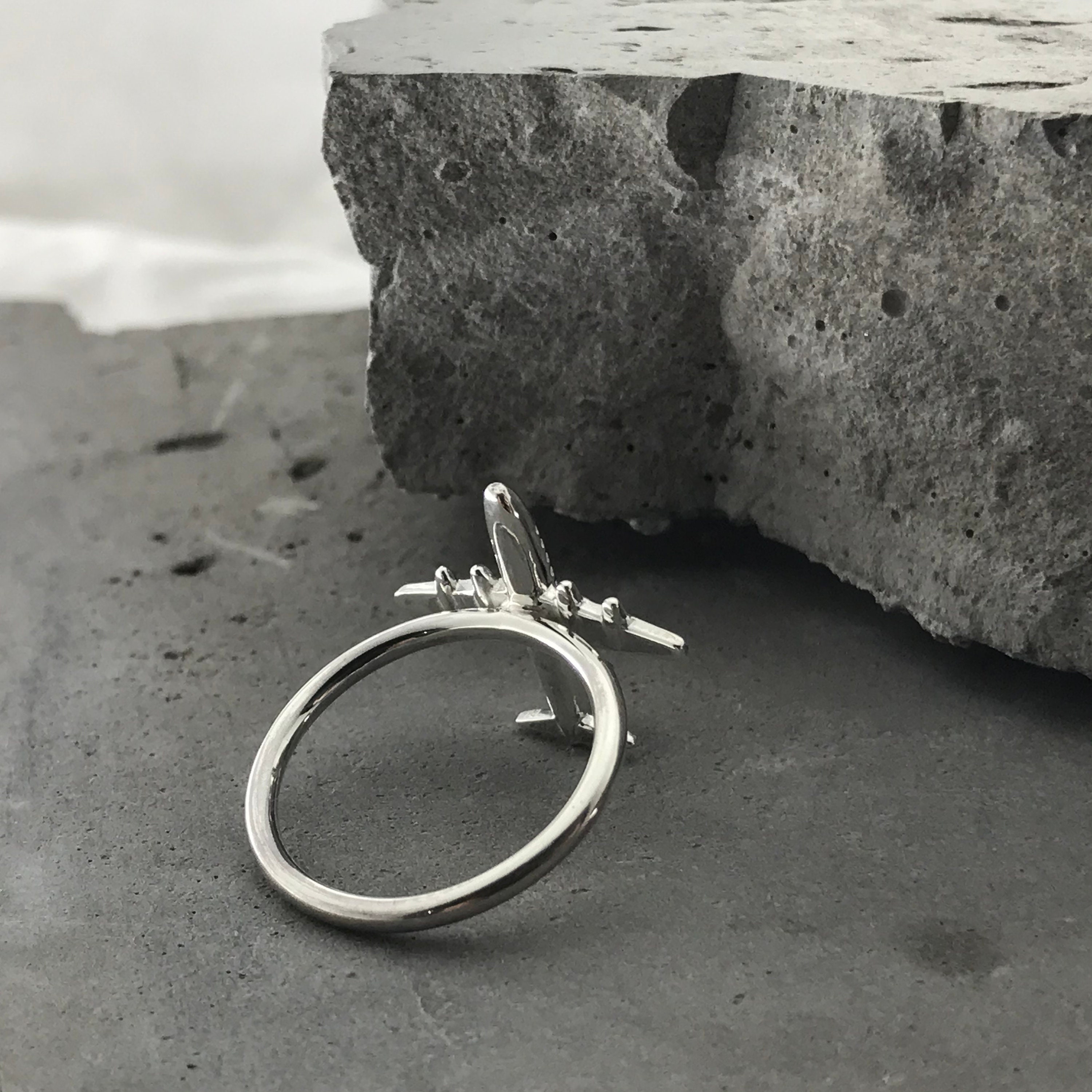 Airplane Ring Silver Airplane Ring Silver Ring Travel Ring | Etsy