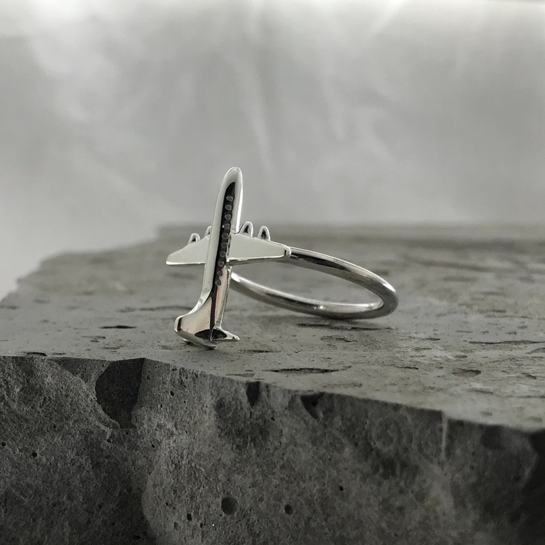 Airplane Ring Silver Airplane Ring Silver Ring Travel Ring | Etsy