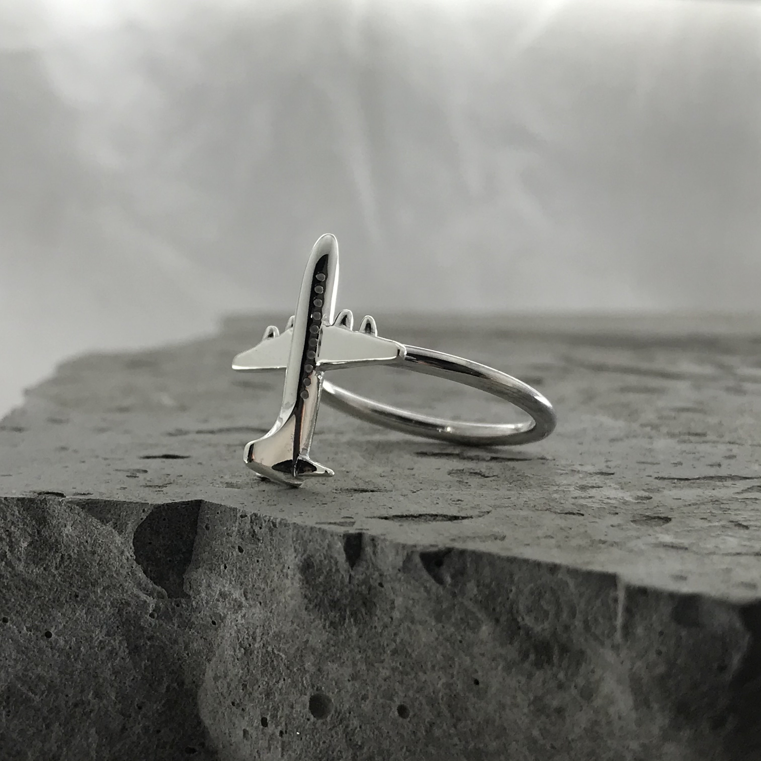 Airplane Ring Silver Airplane Ring Silver Ring Travel Ring | Etsy