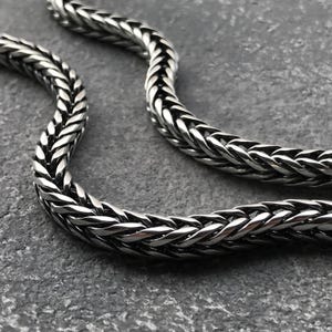 925' Mens Foxtail Silver Necklace, Mens Foxtail Chain, 925' Sterling ...