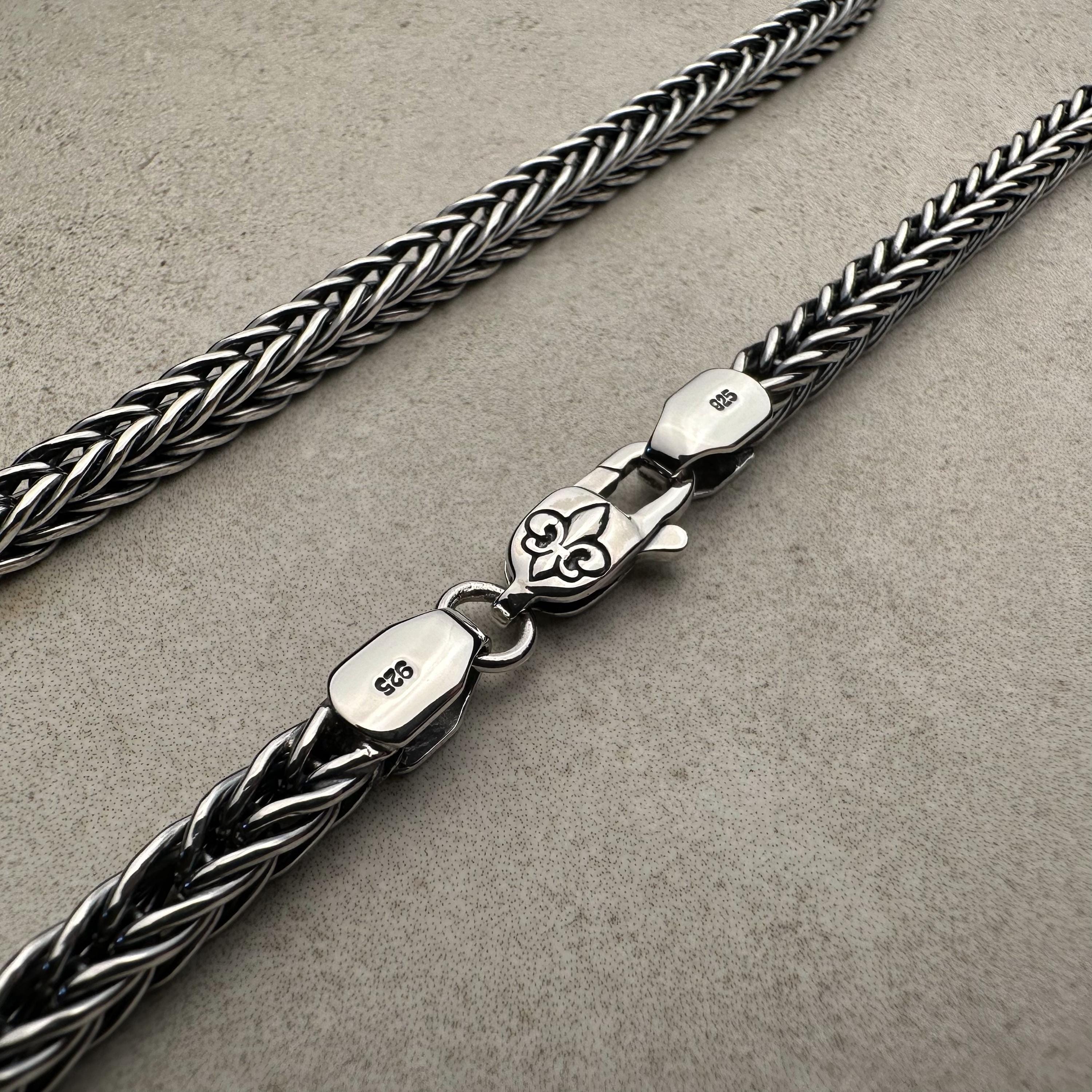 Mens Foxtail Silver Necklace, Mens Foxtail Chain, Womens Silver ...
