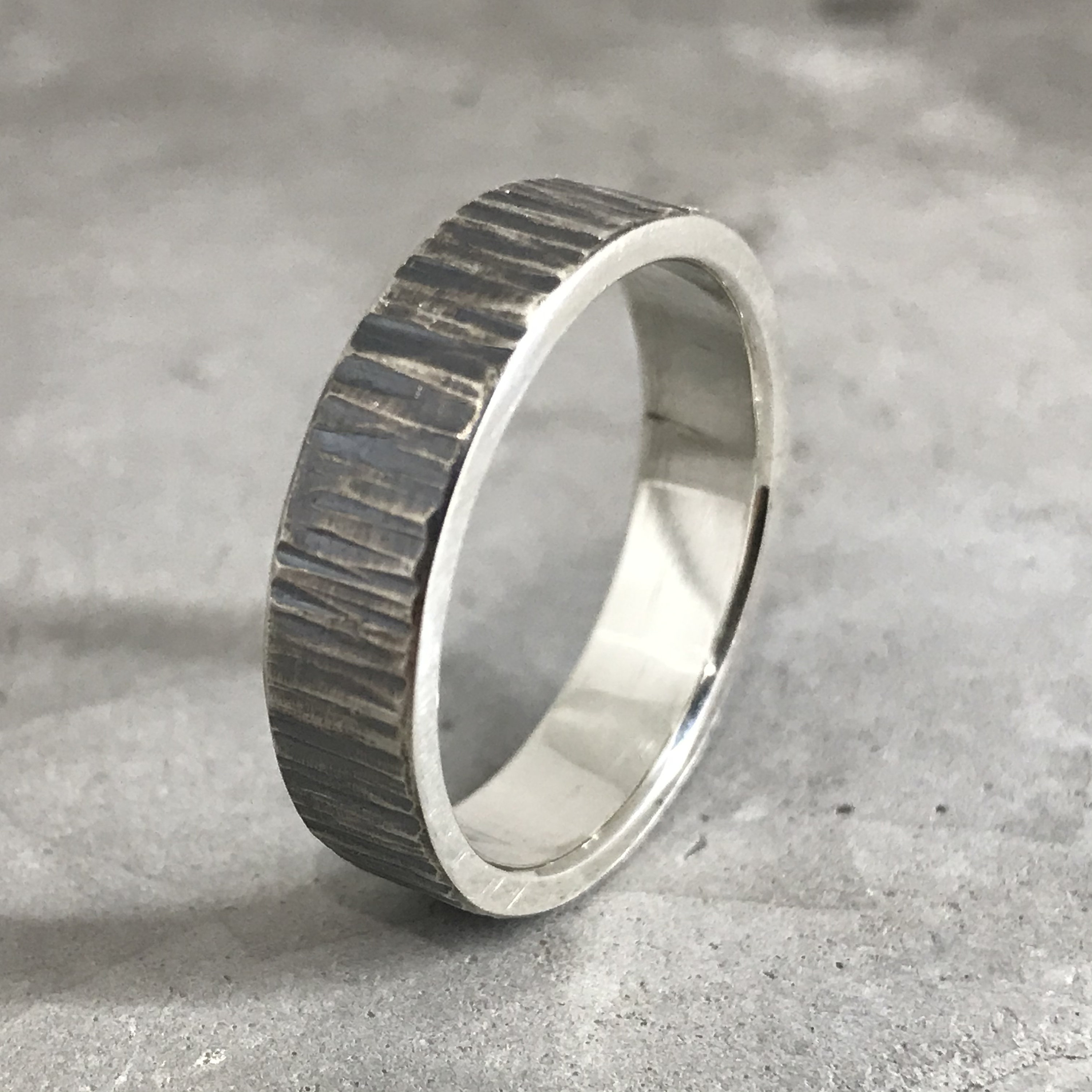 Modern Silver Men Ring Rustic Texture Ring Band Men Ring | Etsy