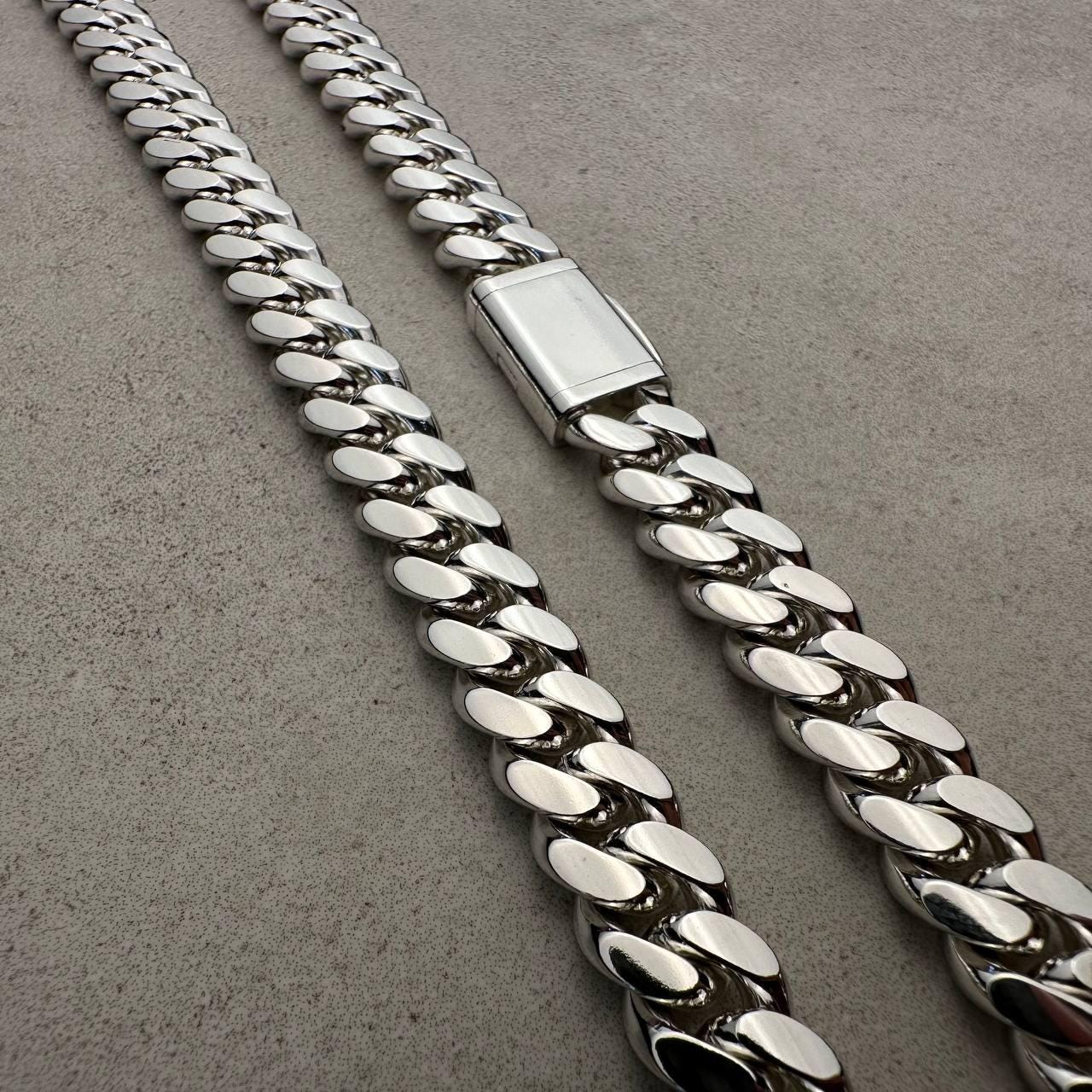 Handmade 10mm Sterling Silver Cuban Link Chain Necklace - Etsy
